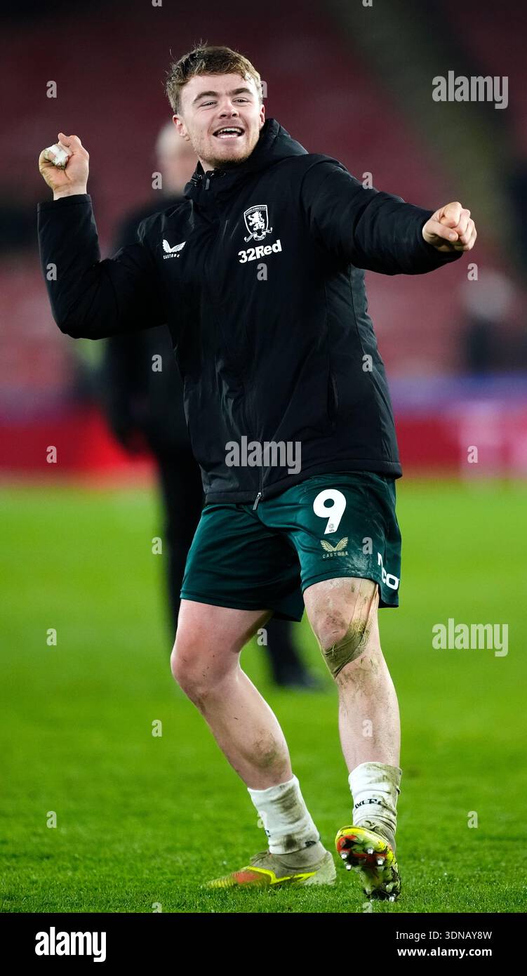 Middlesbrough's Tommy Conway celebrates following the Sky Bet ...