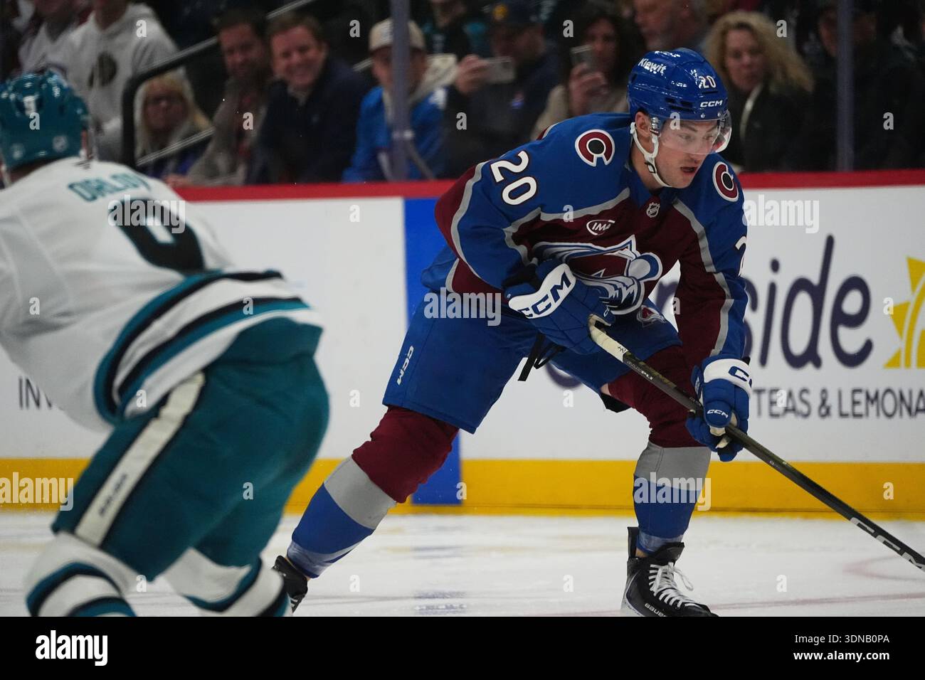 Colorado Avalanche center Ross Colton (20) in the first period of an ...