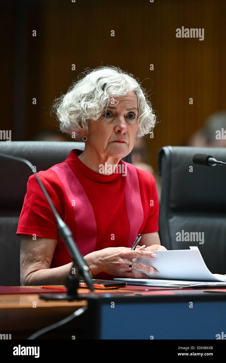 Secretary of the Deparment of Home Affairs Stephanie Foster reacts ...