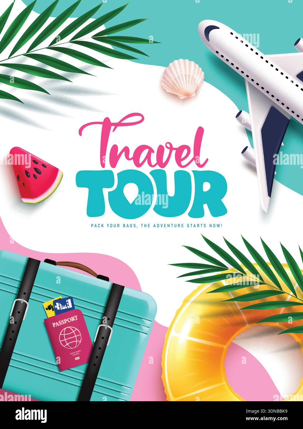 Travel and tour clipart poster design. Travel and tour text with ...