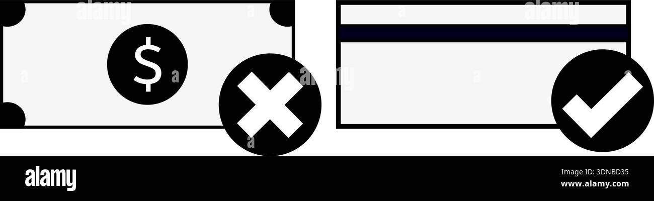 Cash not accepted card payment allowed vector icon set money dollar ...