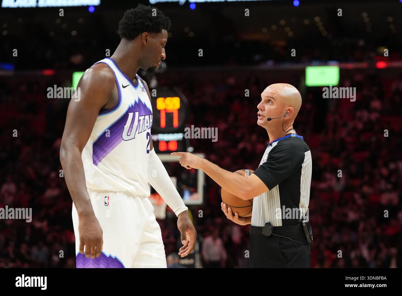 NBA official Jacyn Goble talks to Utah Jazz forward Jaren Jackson Jr ...