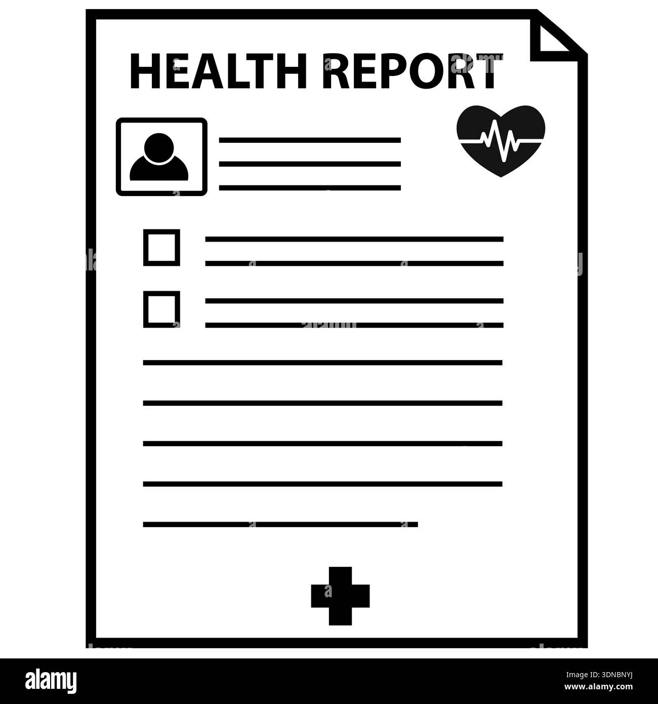 Health report icon. Clinical diagnosis and medical record symbol ...