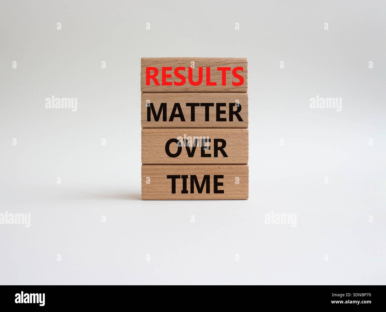 RESULTS symbol. Wooden blocks with words RESULTS MATTER OVER TIME ...