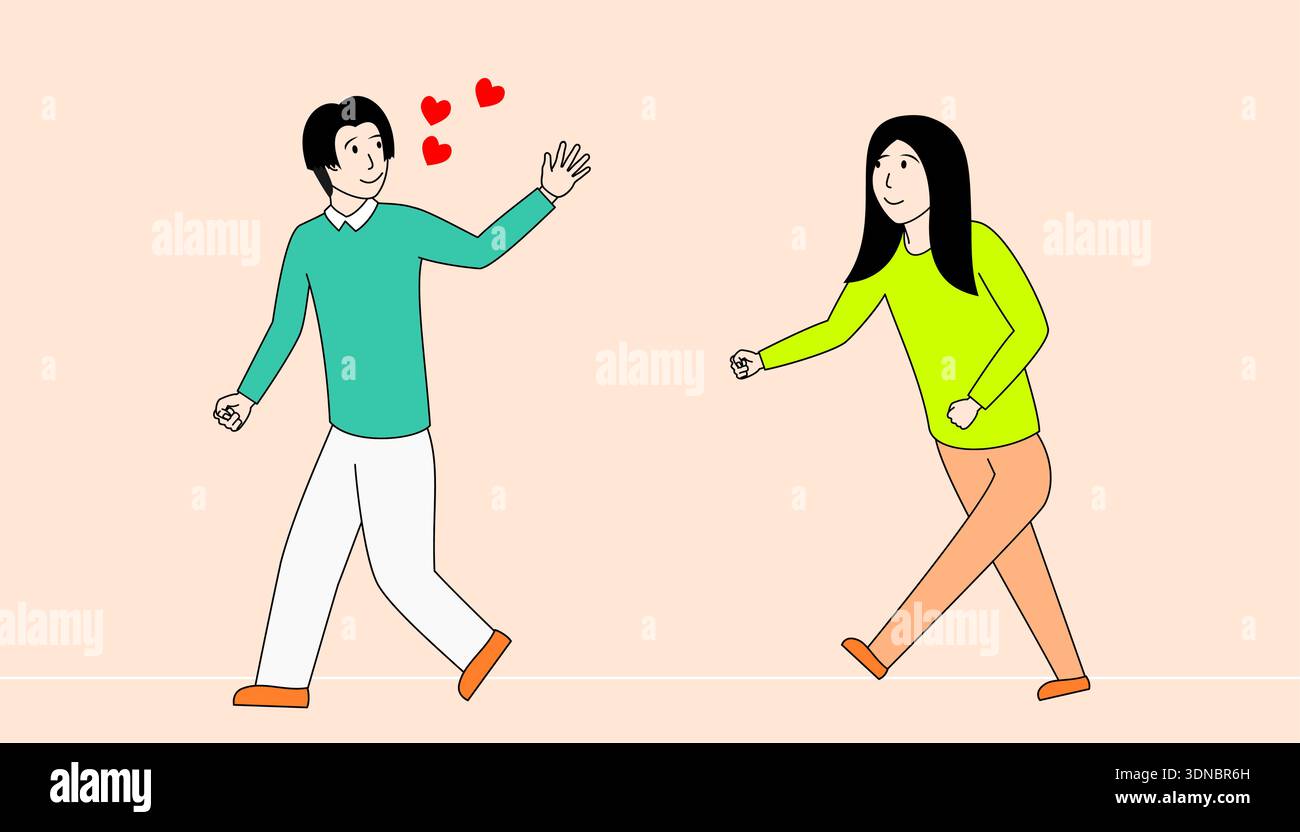 Man chasing woman cartoon hi-res stock photography and images - Alamy