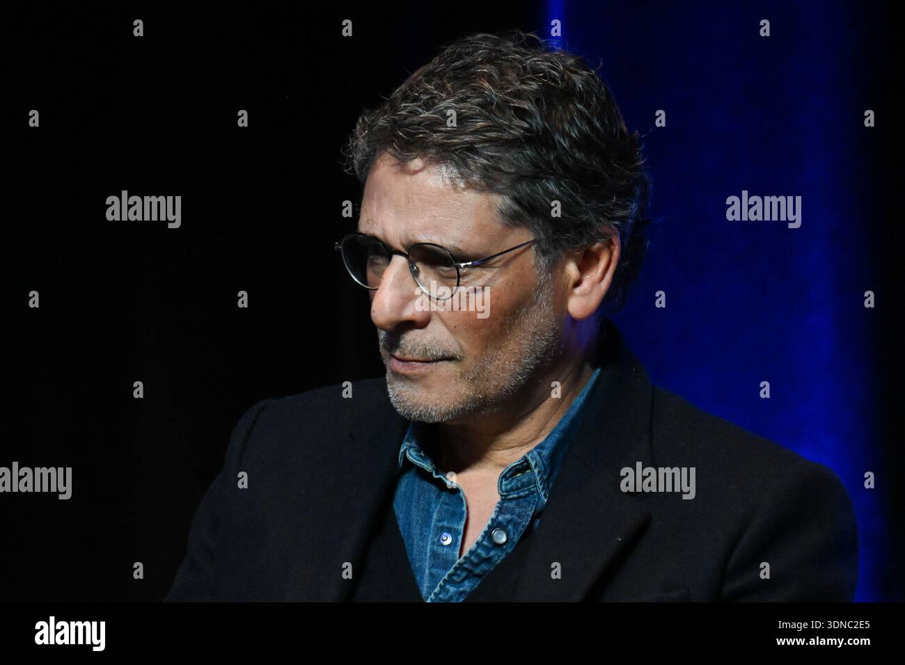 Pascal Elbé attending a solidarity meeting with the Iranian people at ...