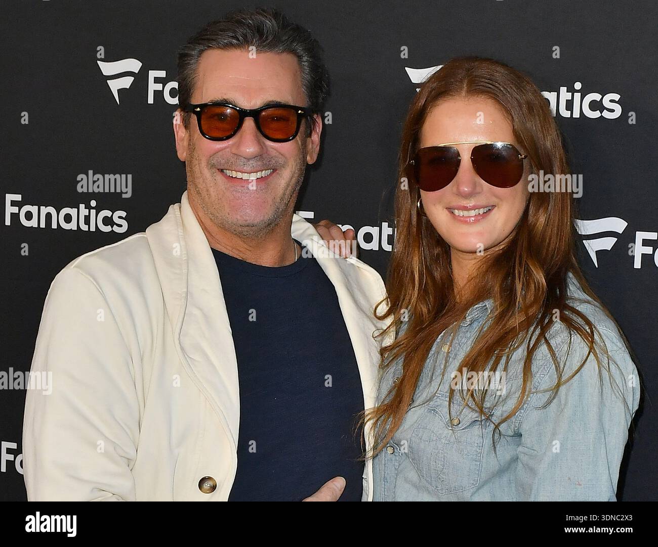 Jon Hamm, Anna Osceola attend the 2026 Fanatics Super Bowl Party on ...