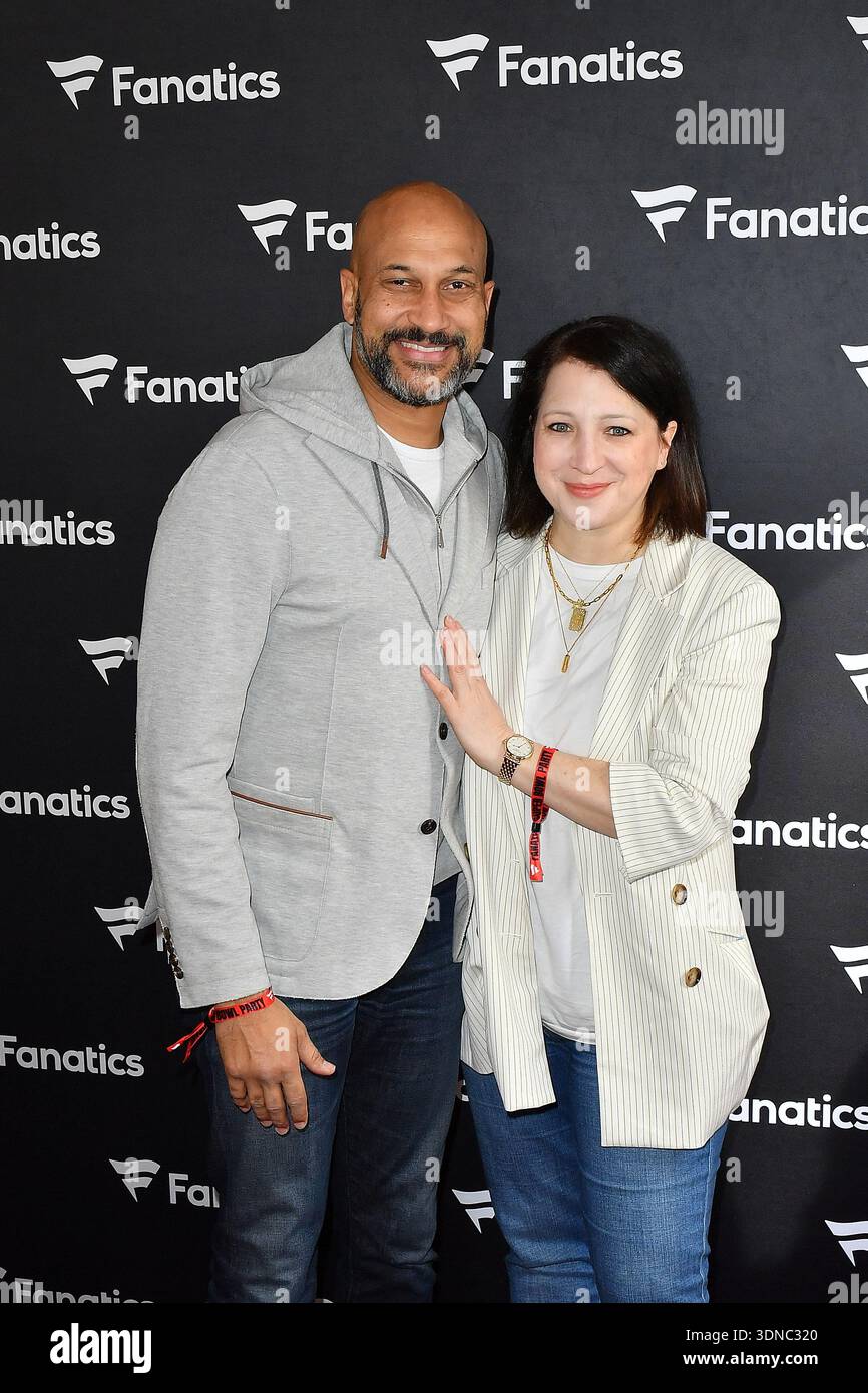 Keegan-Michael Key, Elle Key attend the 2026 Fanatics Super Bowl Party ...