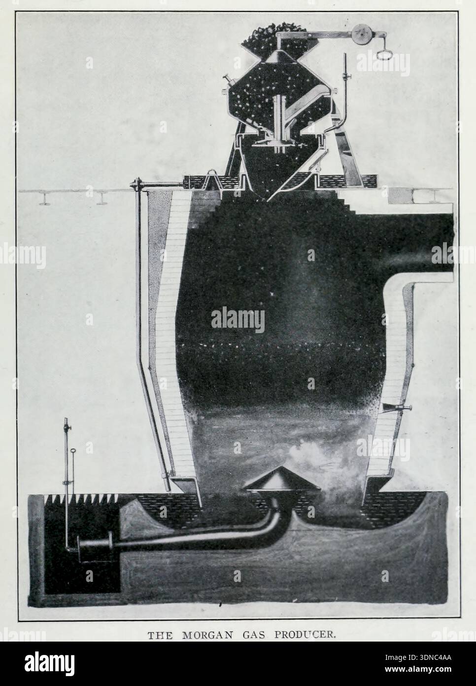 Morgan gas producer cutaway diagram showing internal coal feed ...