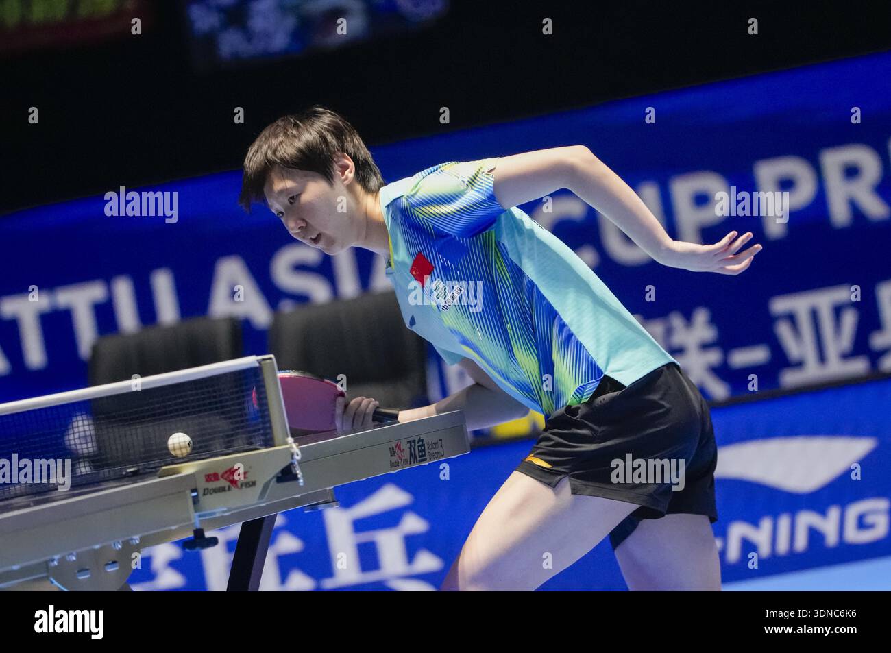 Chinese table tennis player Sun Yingsha competes against Wang Manyu ...