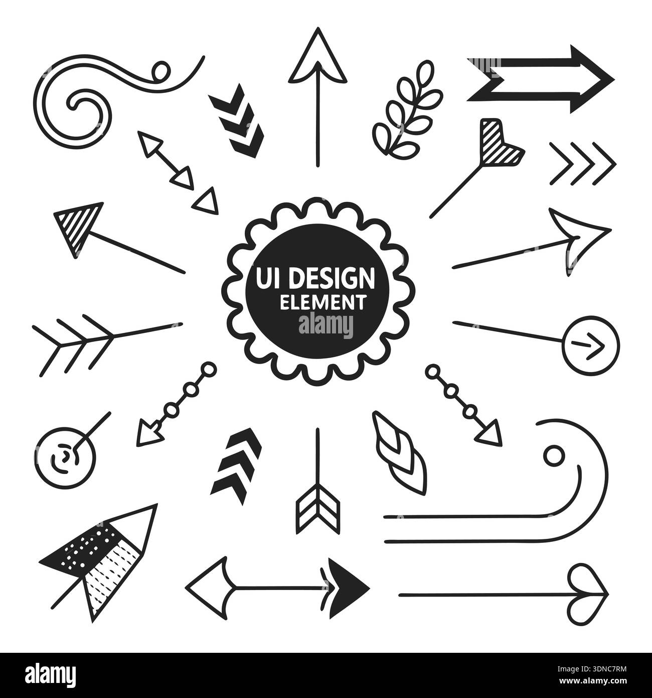Hand Drawn Arrow UI Design Elements Collection Stock Vector Image & Art ...
