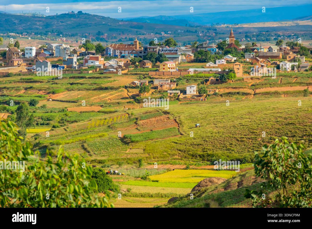 Madagascar, Antananarivo, village of Ivato and its church Stock Photo ...