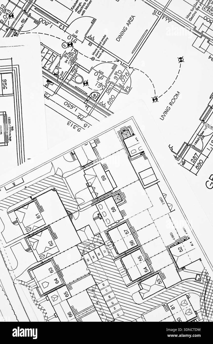 Architectural construction plans paper Black and White Stock Photos ...