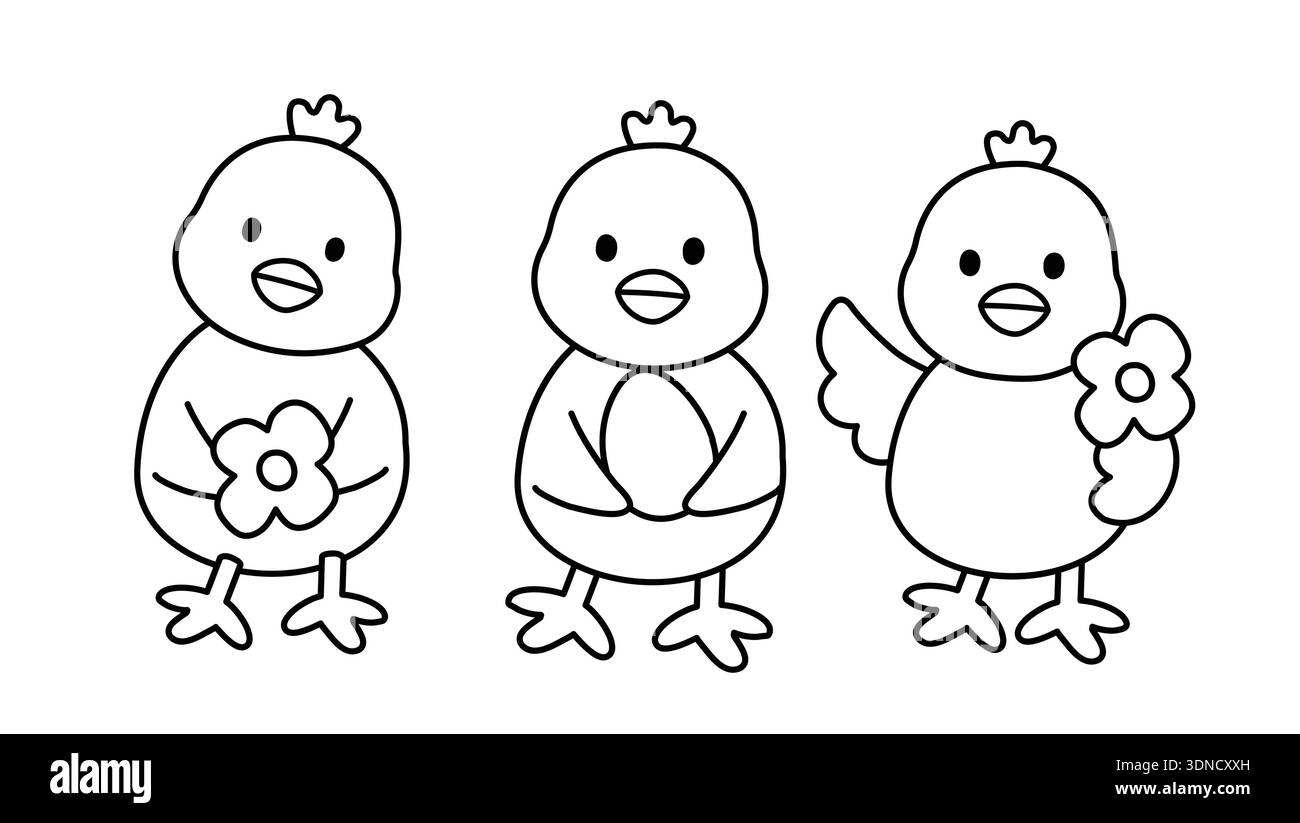 Cute Spring Easter Chick Outline, Coloring pages and templates ...