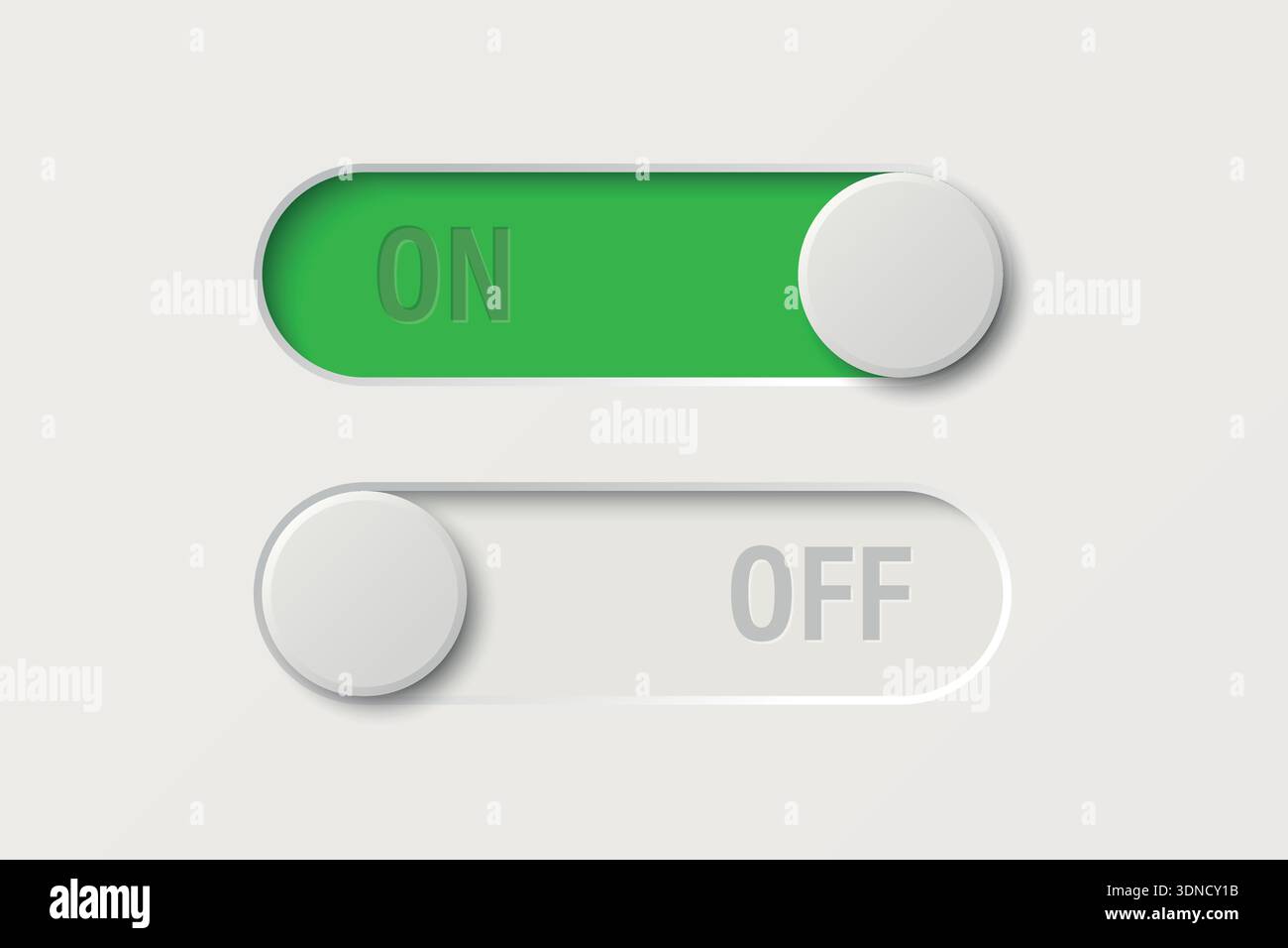 On Off Toggle Switch, Vector Illustration. Green and Red UI Slider ...