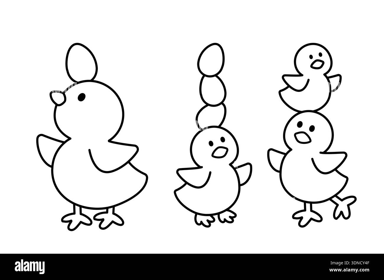Cute Spring Easter Chick Outline, Coloring pages and templates ...