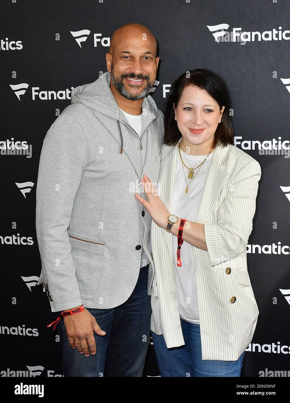 Keegan-Michael Key and Elle Key attend the 2026 Fanatics Super Bowl ...