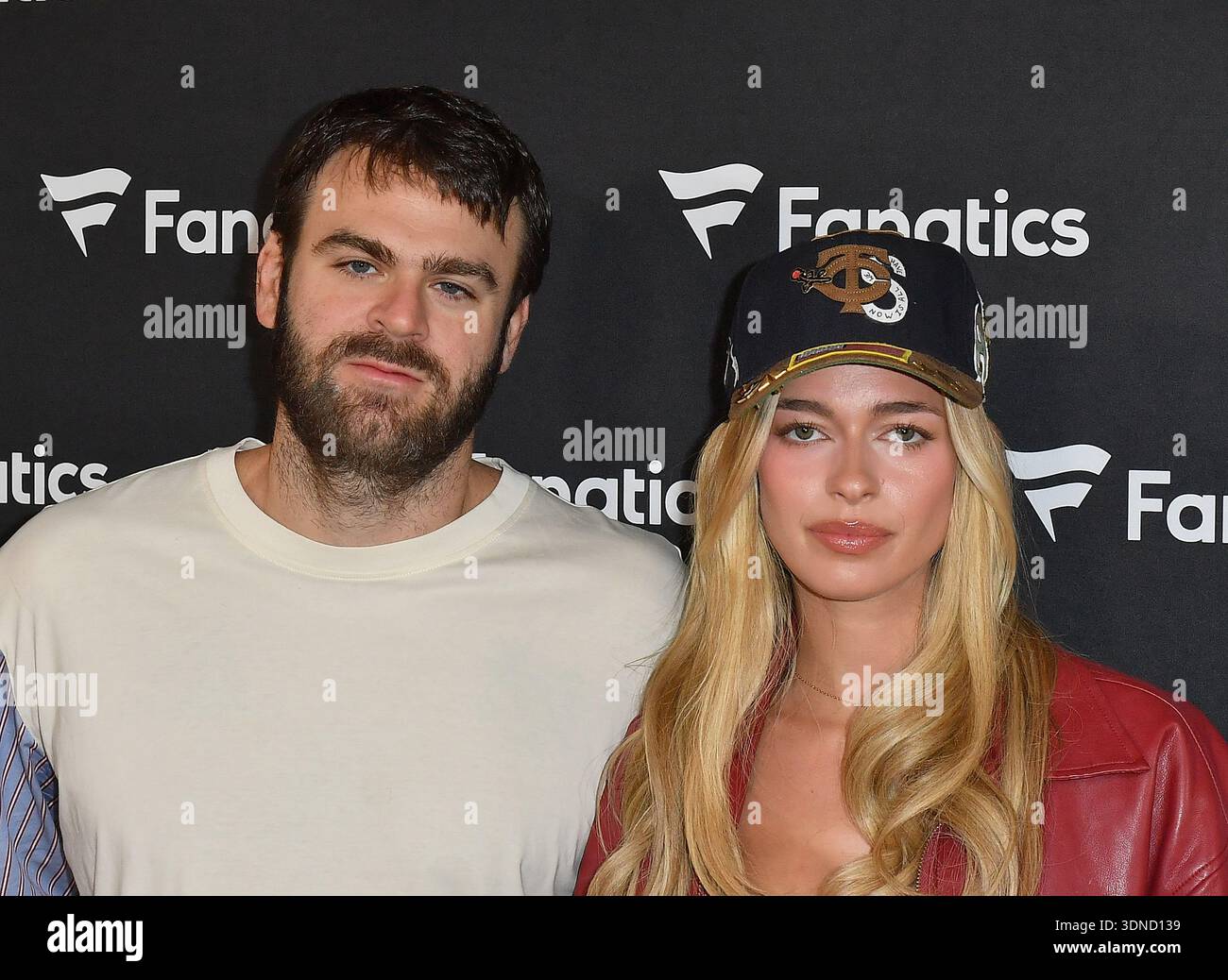 Alex Pall and Jessica Serfat attend the 2026 Fanatics Super Bowl Party ...