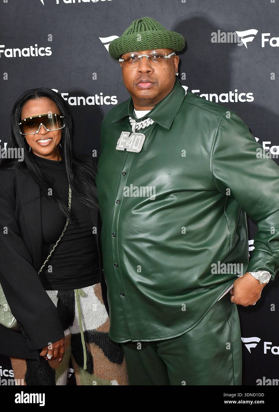 E-40 and Tracy Stevens attend the 2026 Fanatics Super Bowl Party at ...
