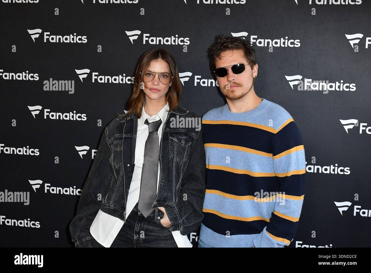 Barbara Palvin and Dylan Sprouse attend the 2026 Fanatics Super Bowl ...