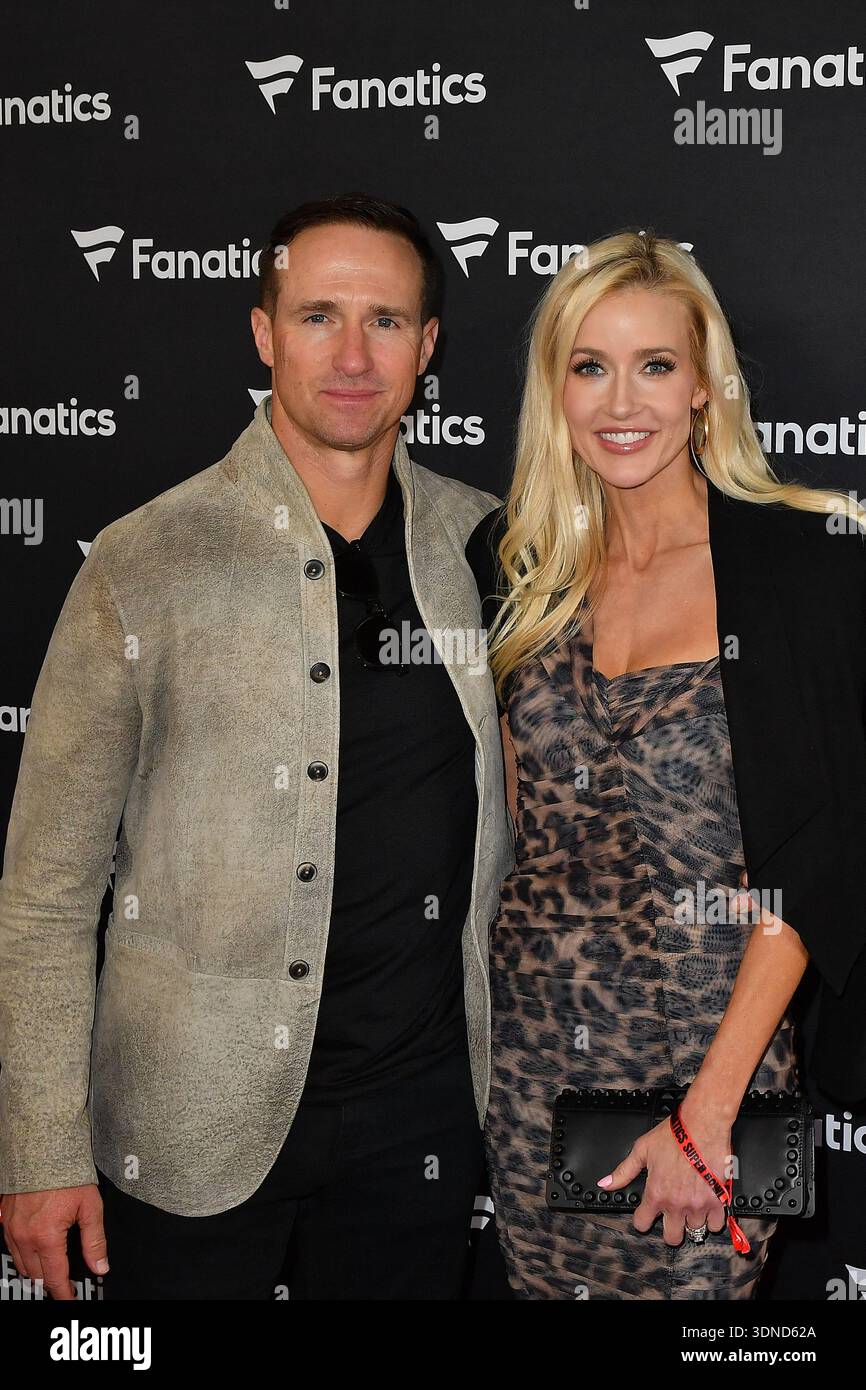 Drew Brees, Brittany Brees attend the 2026 Fanatics Super Bowl Party at ...