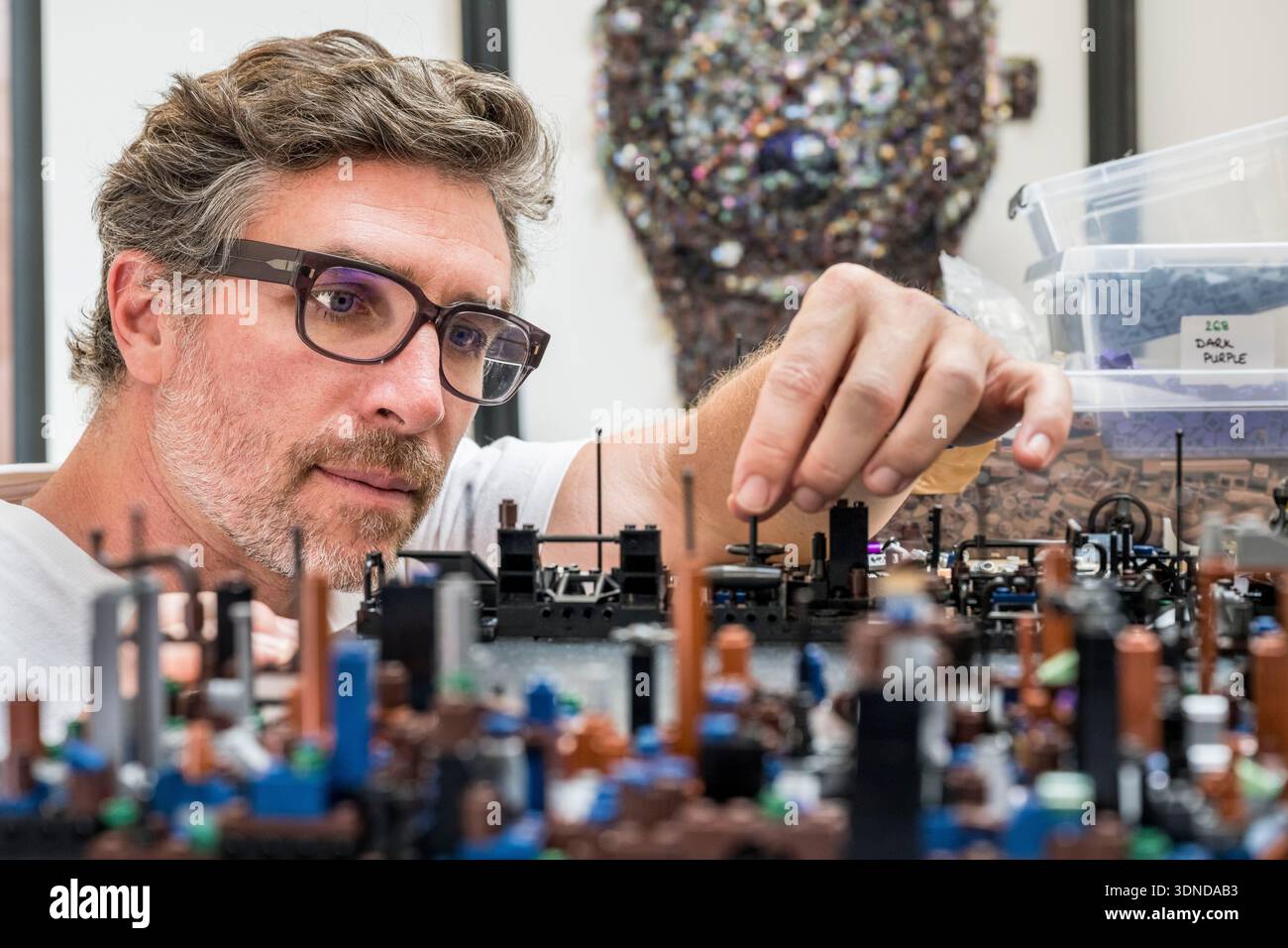 France, Cote d'Or, Dijon, Artist Aymeric Gillet, aka M'Brick, in his ...