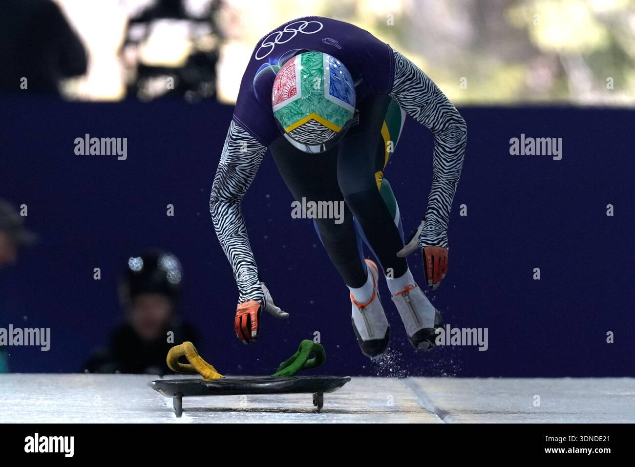 South Africa's Nicole Burger starts for a women's skeleton training ...
