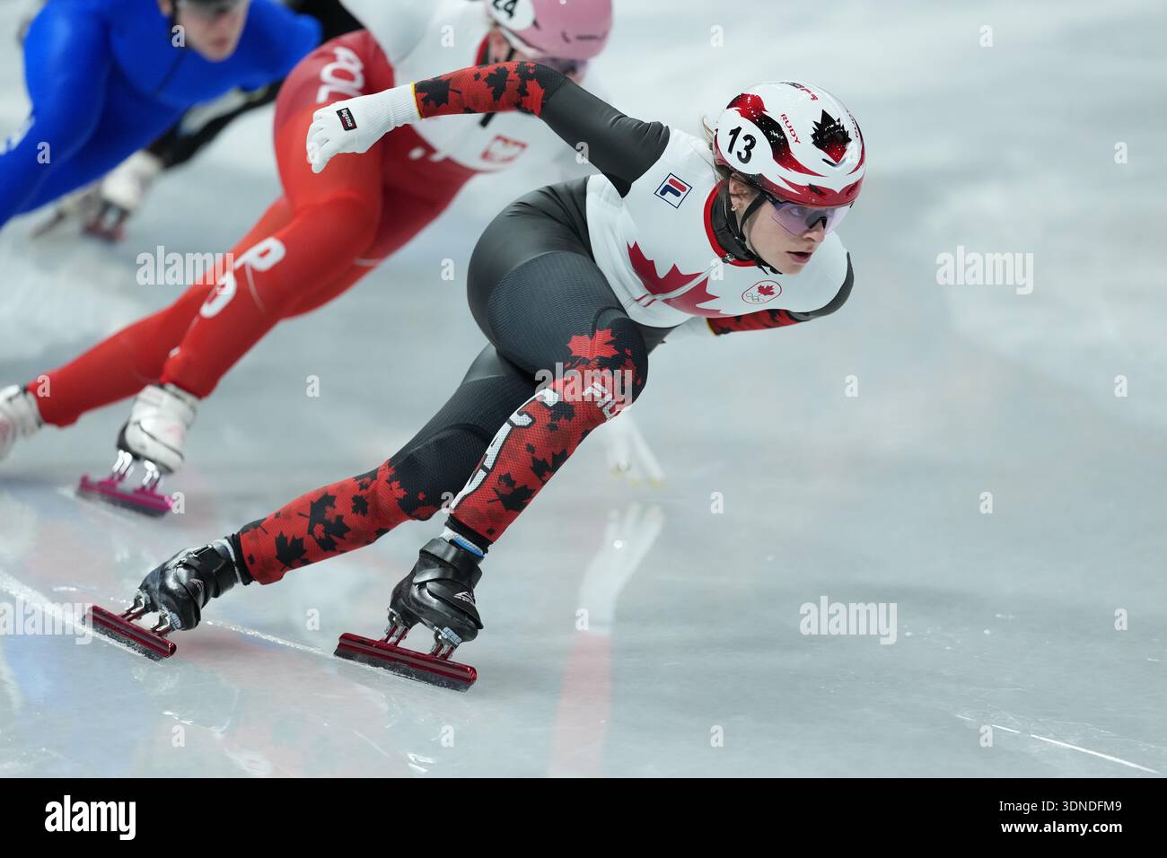 Canada's Kim Boutin competes in the women's 500 meter short track speed ...