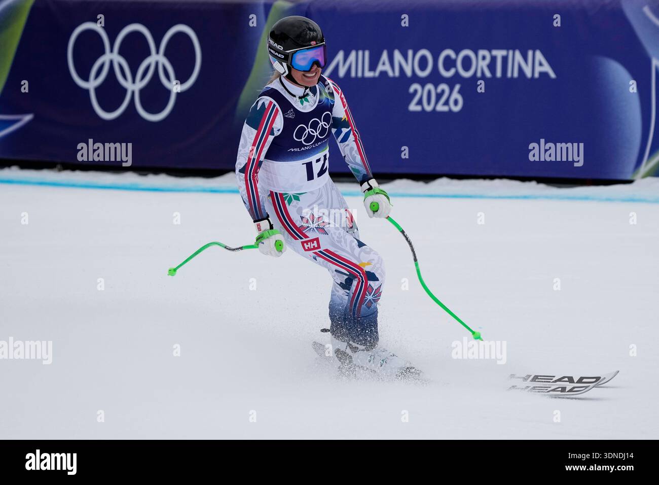 Norway's Kajsa Vickhoff Lie celebrates at the finish area of an alpine ...