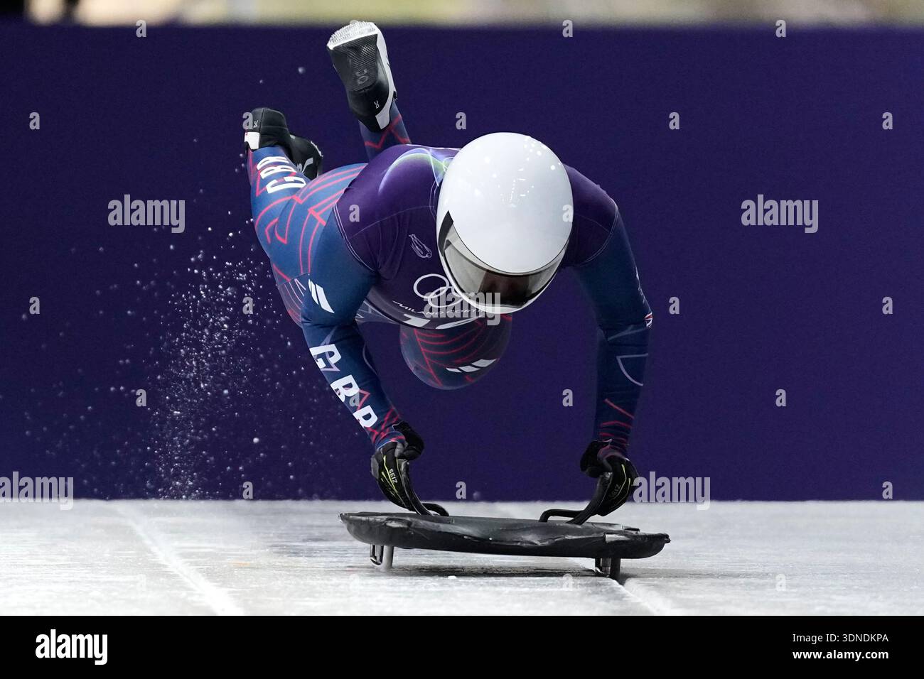 Britain's Amelia Coltman starts for a women's skeleton training session ...