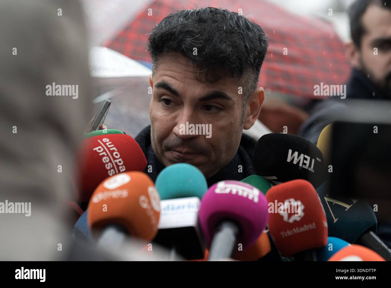 Mouliaá's lawyer Alfredo Arrién attends to the media on his arrival at ...