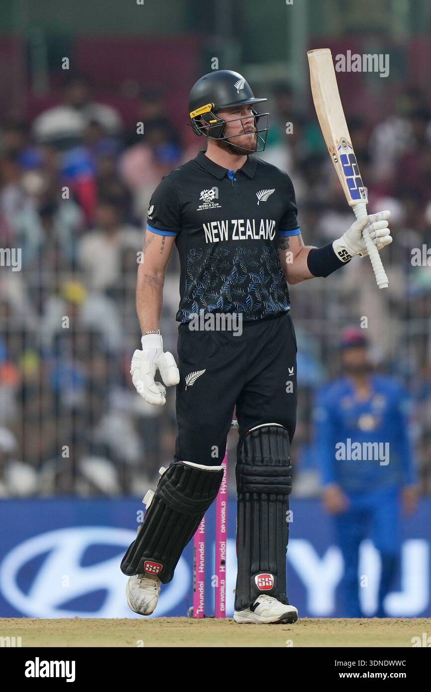 New Zealand's Finn Allen celebrates his fifty runs during the T20 World ...