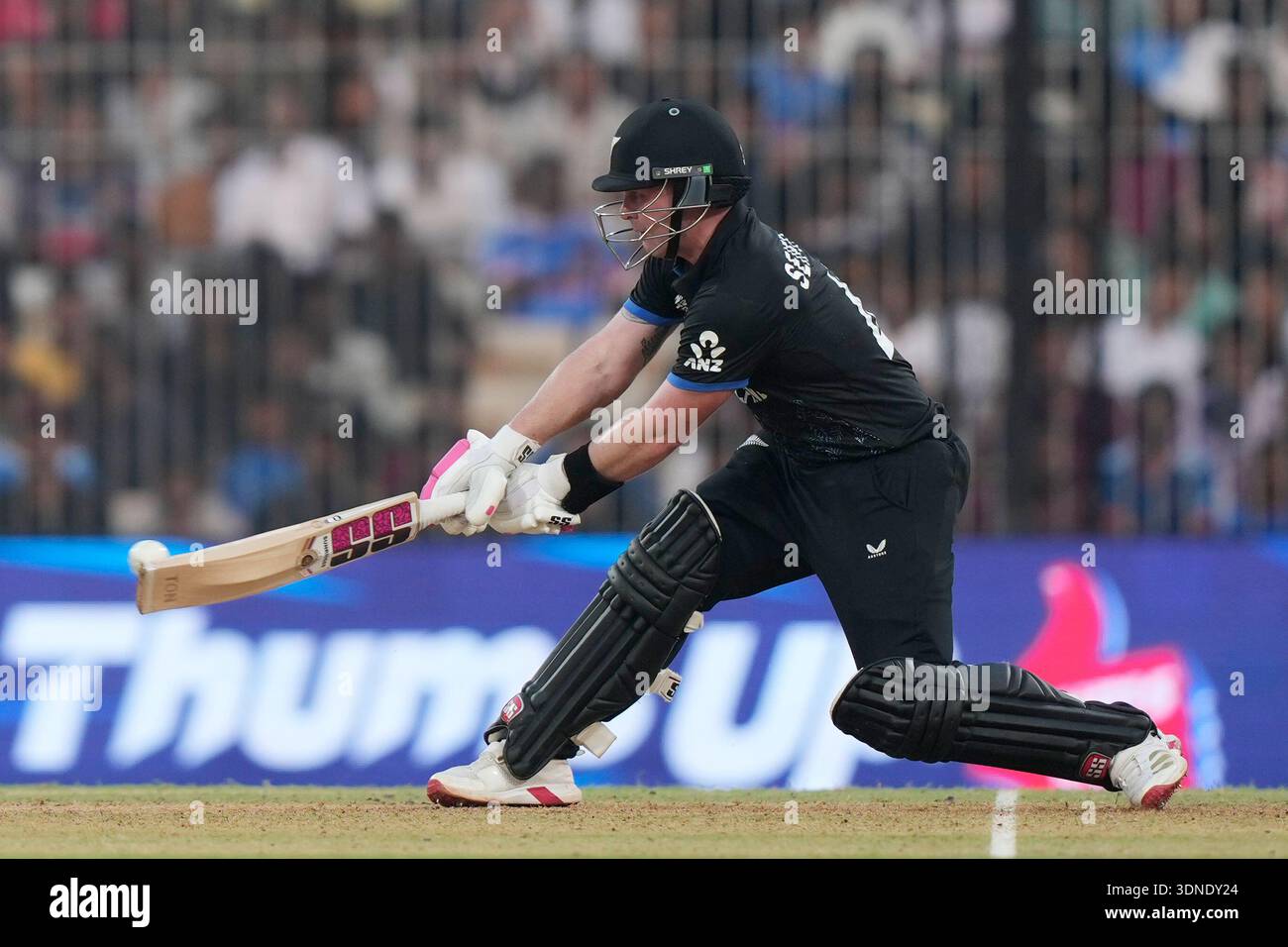 New Zealand's Tim Seifert hits a six during the T20 World Cup cricket ...