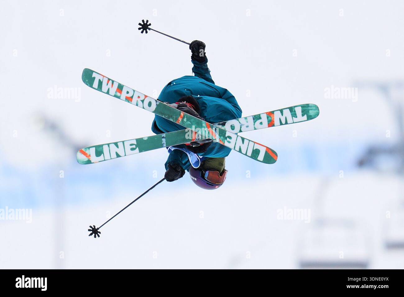 Switzerland's Kim Gubser competes during the men's freestyle skiing ...