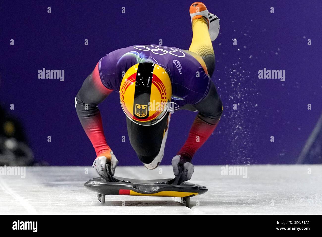 Germany's Christopher Grotheer starts for a men's skeleton training ...