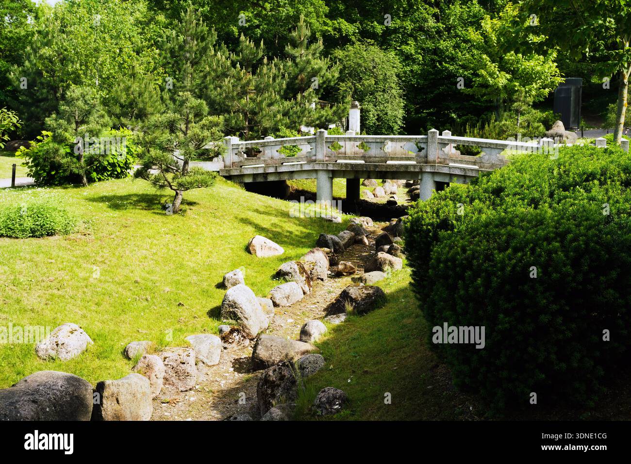 Dry stream in Japanese garden in Tallinn Stock Photo - Alamy