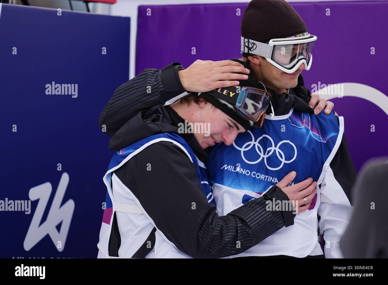 New Zealand's Luca Harrington, left, reacts as he wins the bronze medal ...