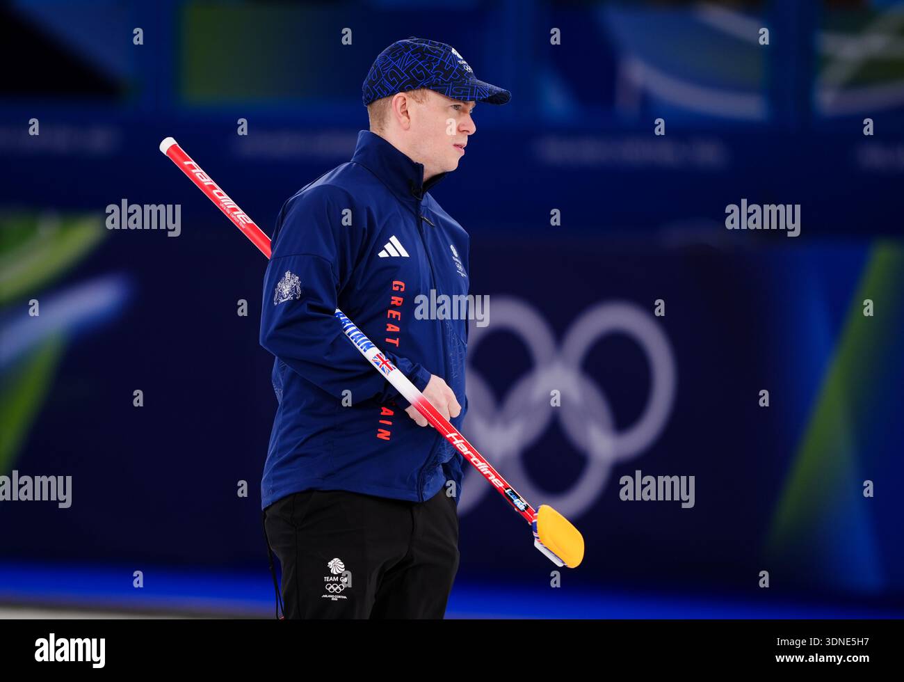 British Curling head coach Greg Drummond at the Cortina Curling Olympic ...