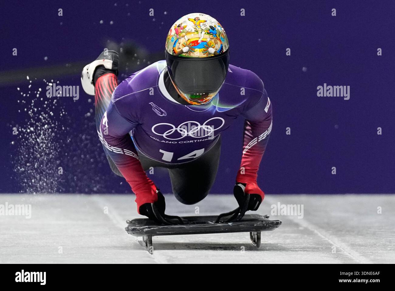 South Korea's Kim Jisoo starts for a men's skeleton training session at ...