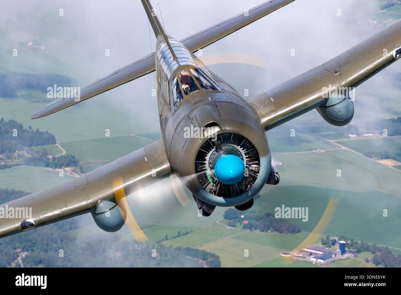 The Saab B17A seen head‑on in this air‑to‑air scene is a Swedish Air ...