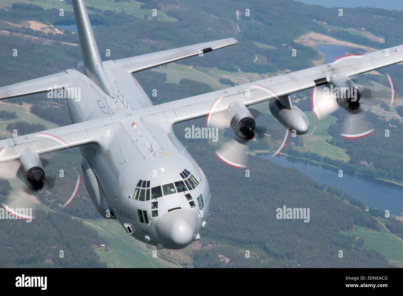 A Swedish Air Force Lockheed C-130H Hercules, registration 844, is ...