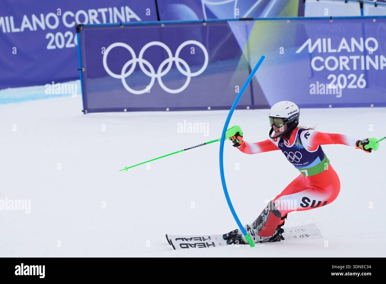 Switzerland's Camille Rast speeds down the course during an alpine ski ...