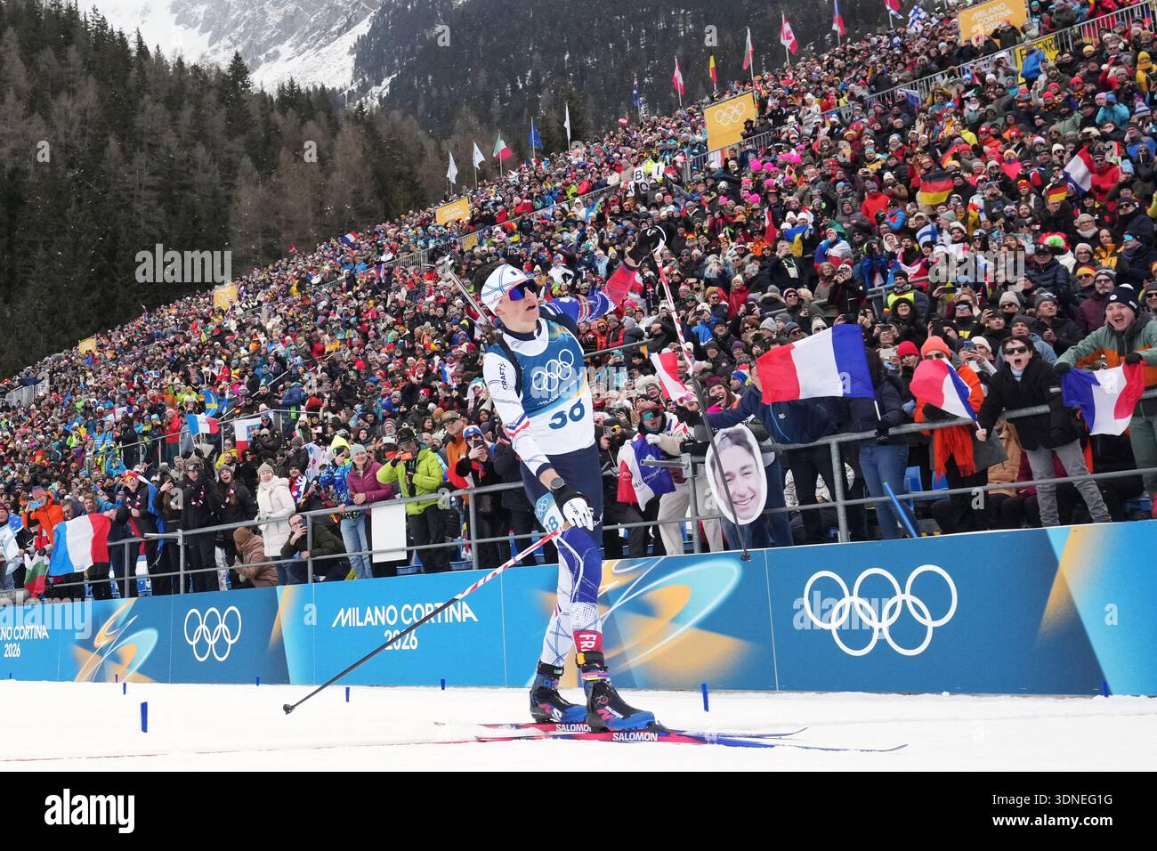 Eric Perrot, of France, crosses the finish line in the men's 20 ...