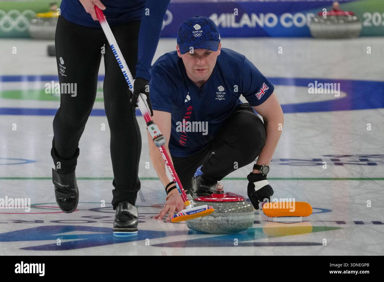 Britain's Bruce Mouat competes against Italy during the bronze medal ...