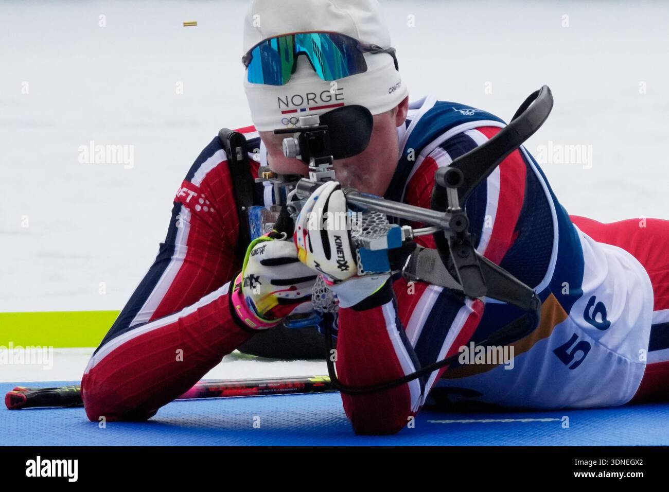 Norway's Martin Uldal shoots during the men's biathlon 20-kilometer ...
