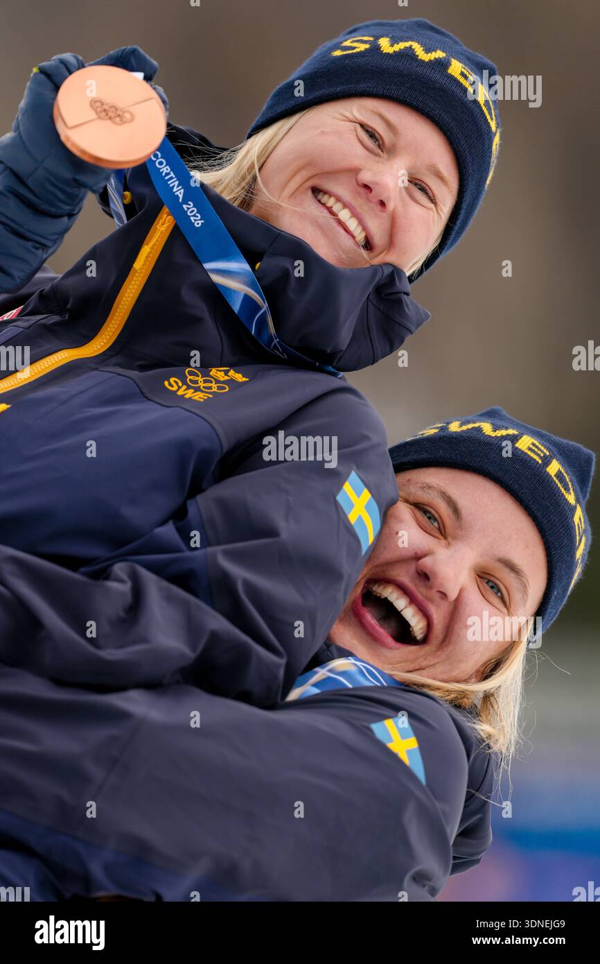 Gold medalist Linn Svahn, right, and bronze medalist Maja Dahlqvist ...