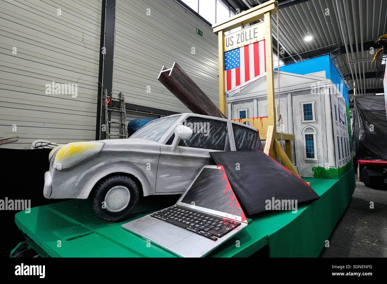 A carnival float depicts tariffs by US President Donald Trump at the ...