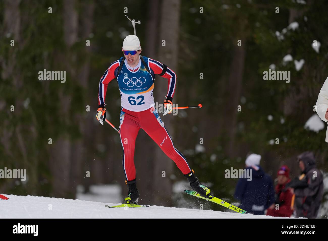 Sturla Holm Laegreid, of Norway, competes in the men's 20-kilometer ...