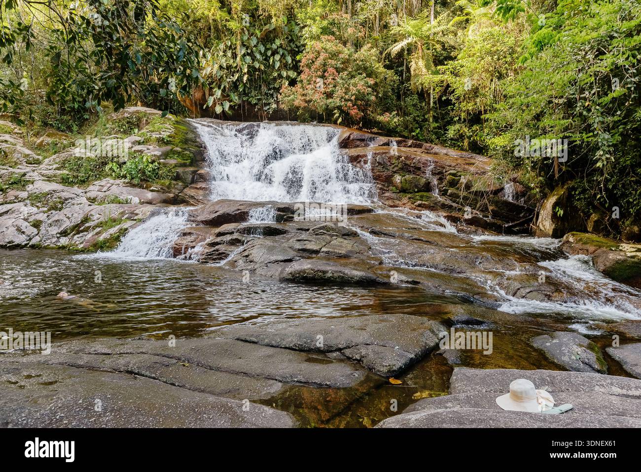 View of the Paraty waterfalls, Rio de Janeiro, Brazil on a beautiful ...