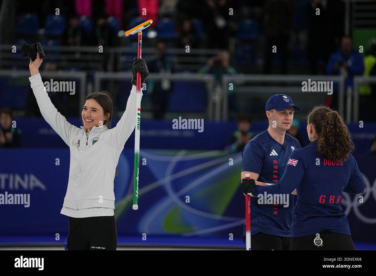 Italy's Stefania Constantini celebrates after winning the bronze medal ...